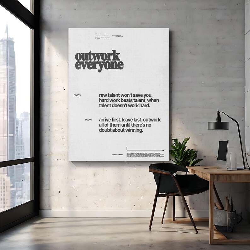 Outwork Everyone Poster, Motivational Wall Art, Hard Work Quote Print ...