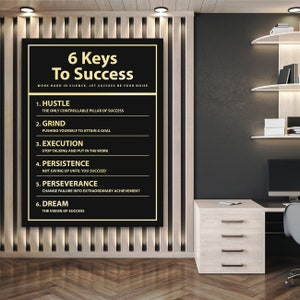 6 Keys to Success Wall Art Motivational Modern Art Canvas Print Office ...