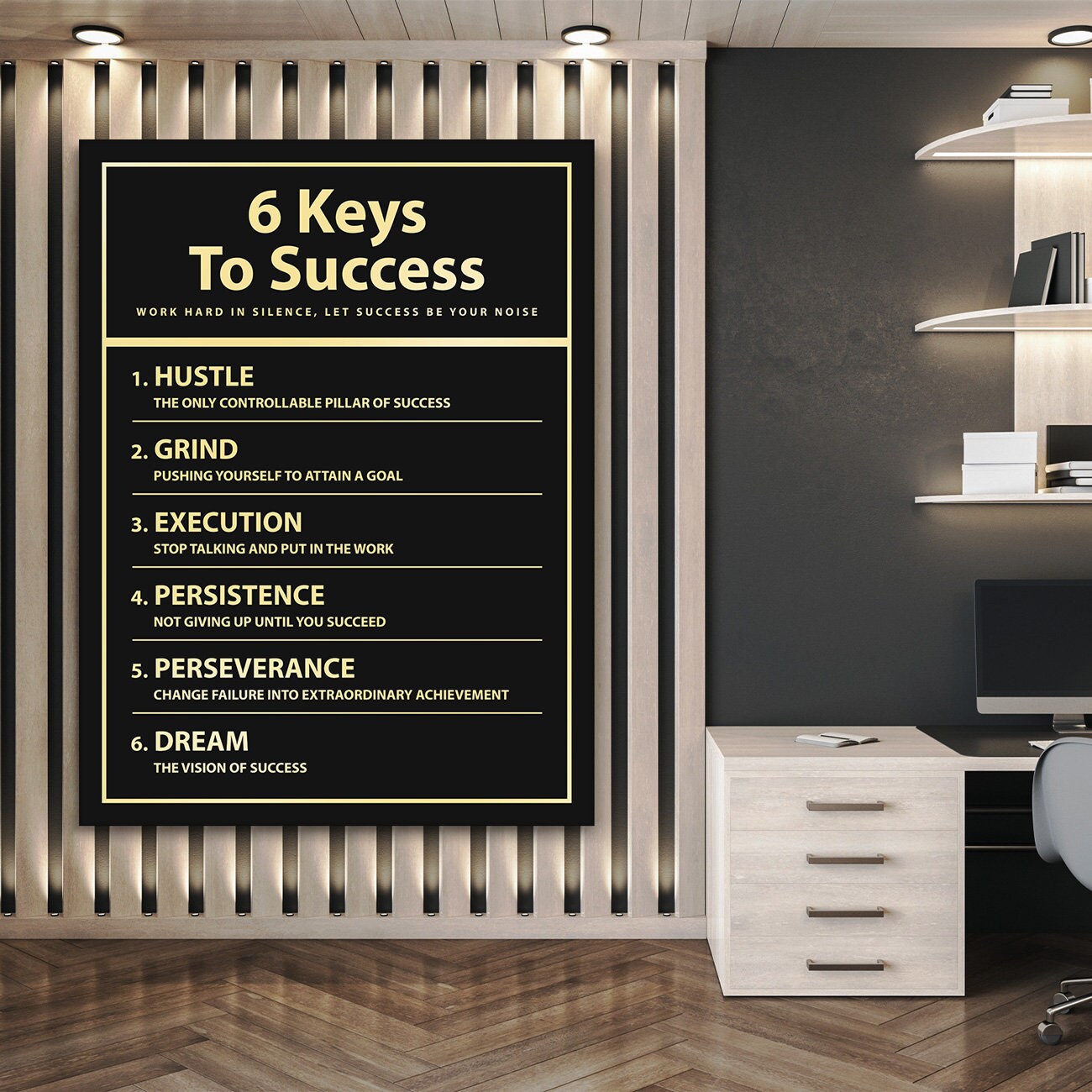 6 Keys to Success Wall Art Motivational Modern Art Canvas | Etsy