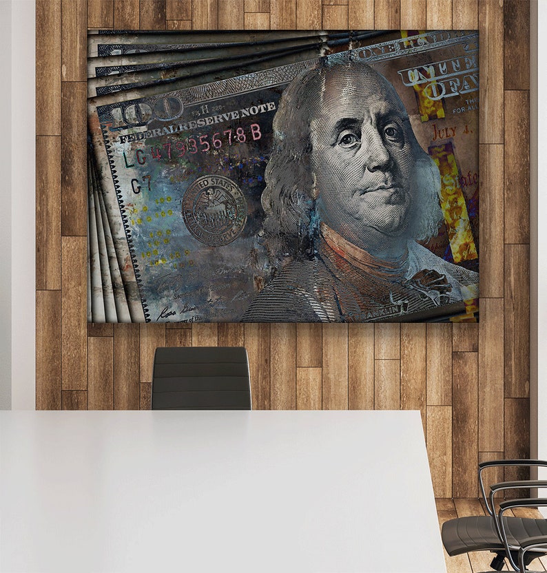 100 Dollar Bill Canvas Print Wall Art Office Decor / Money Art | Etsy