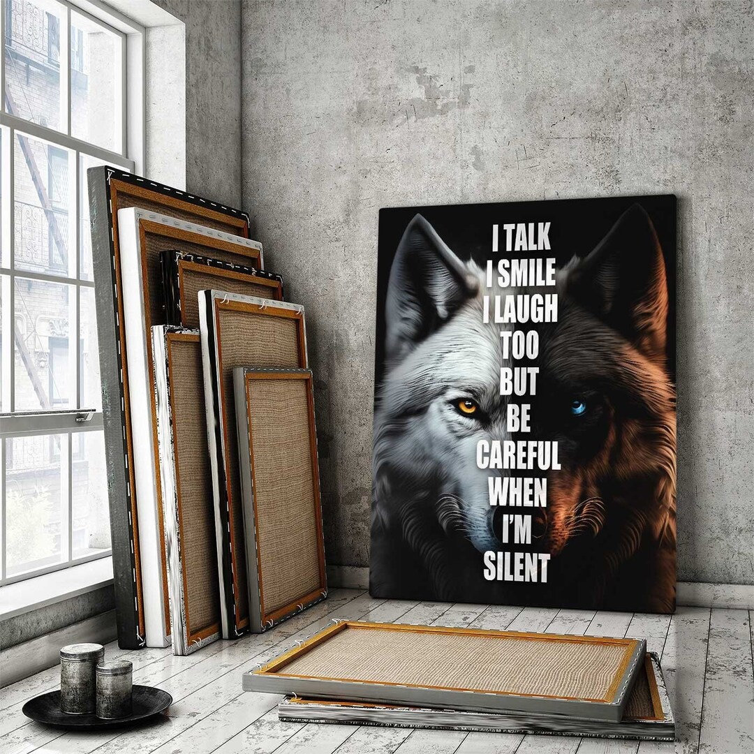 Silent Strength Wolf Mindset Canvas, Inspirational Wall Art, Resilient ...