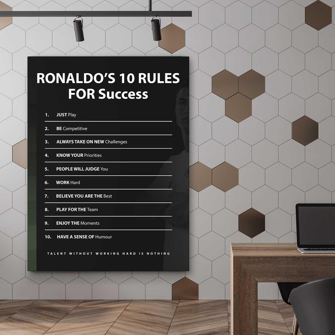 Cristiano Ronaldo Success Rules Wall Art Motivational Soccer Canvas ...