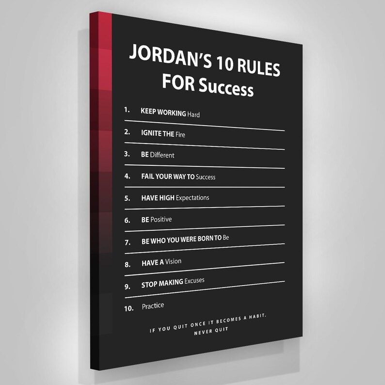 Michael Jordan's 10 Rules for Success Wall Art Office - Etsy Canada