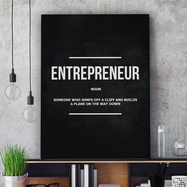 Entrepreneur Noun Definition Print Canvas Wall Art Office - Etsy