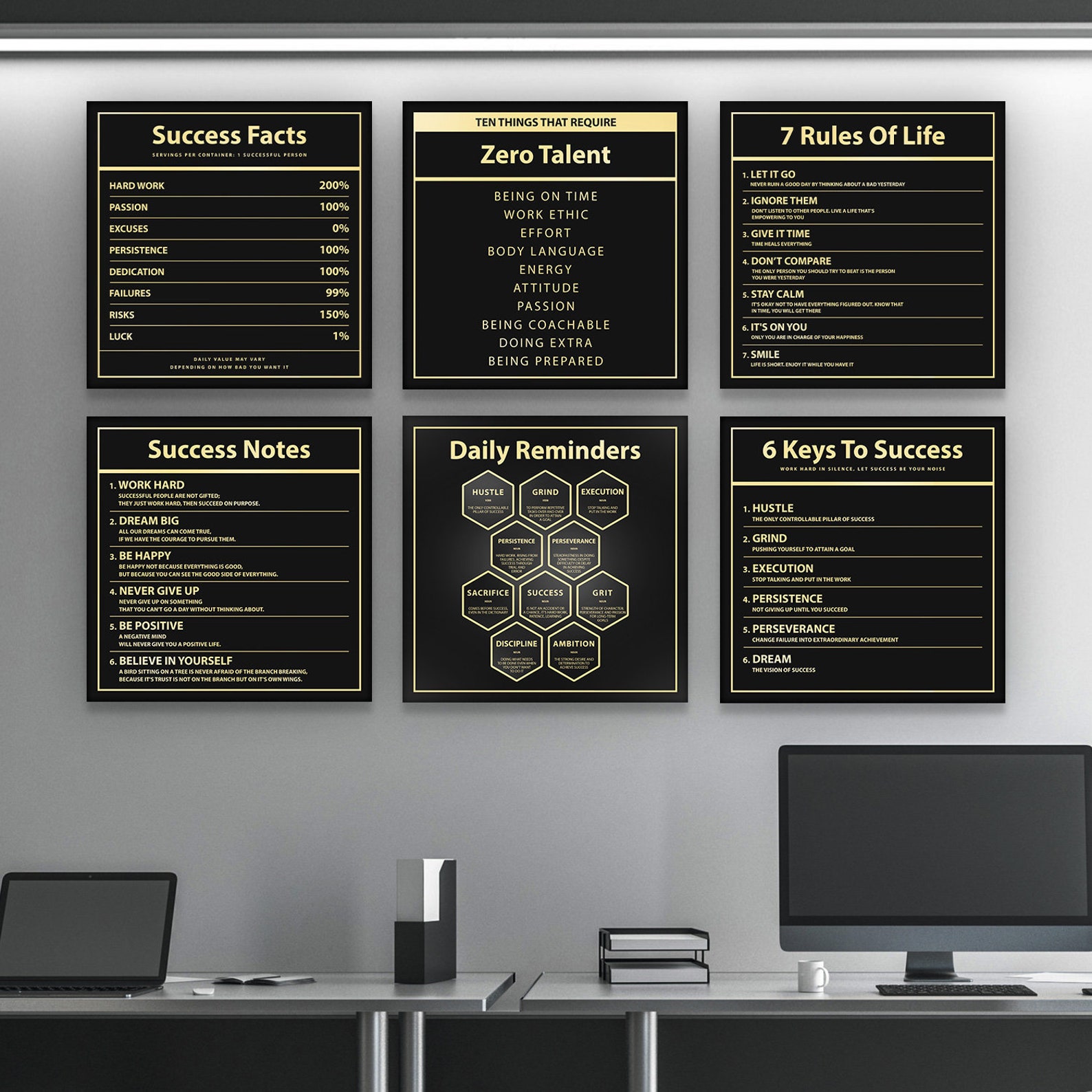 6x Success Office Decor Motivational Wall Art Canvas Prints - Etsy