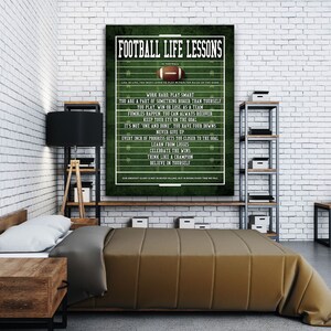 Football Life Lessons Sign Sports Quote Wall Art Poster, American ...