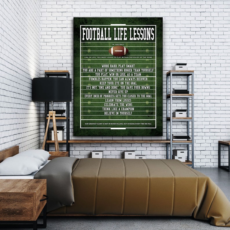 Football Life Lessons Sign Sports Quote Wall Art NFL Football - Etsy