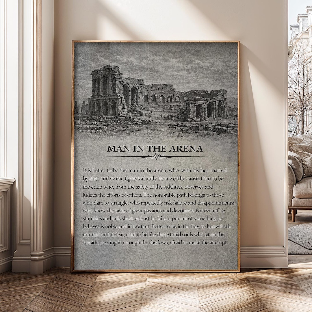 Man in the Arena Wall Art Print – Theodore Roosevelt Quote Canvas ...