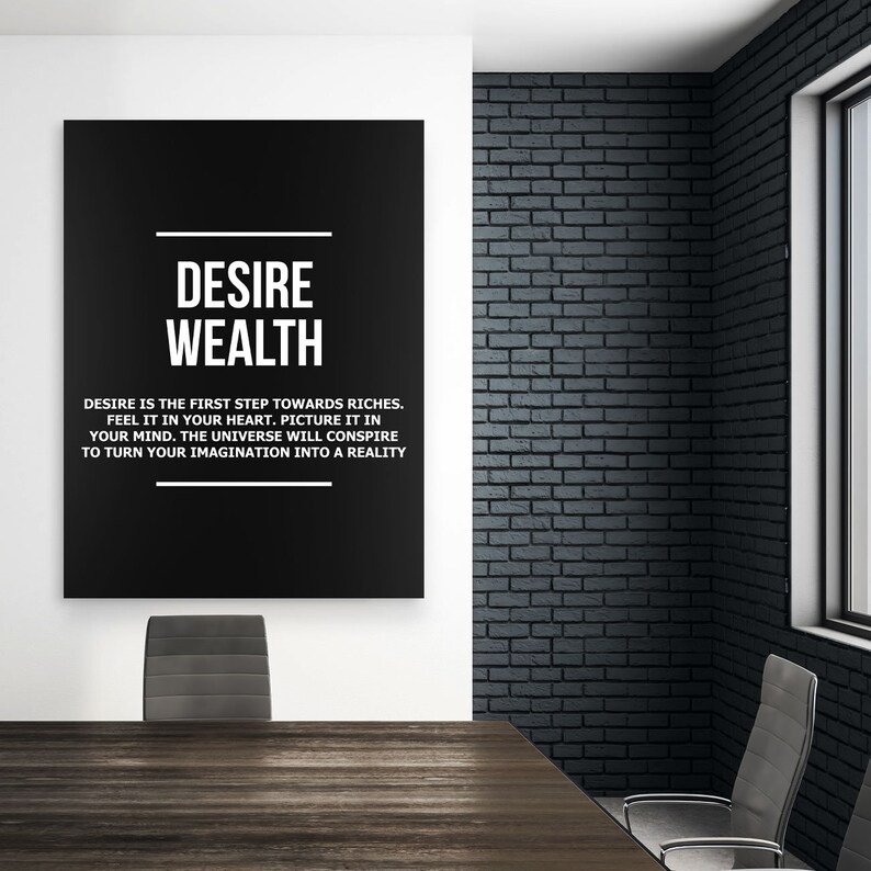 Desire Wealth Money Vision Motivational Canvas Print Rich Entrepreneur ...