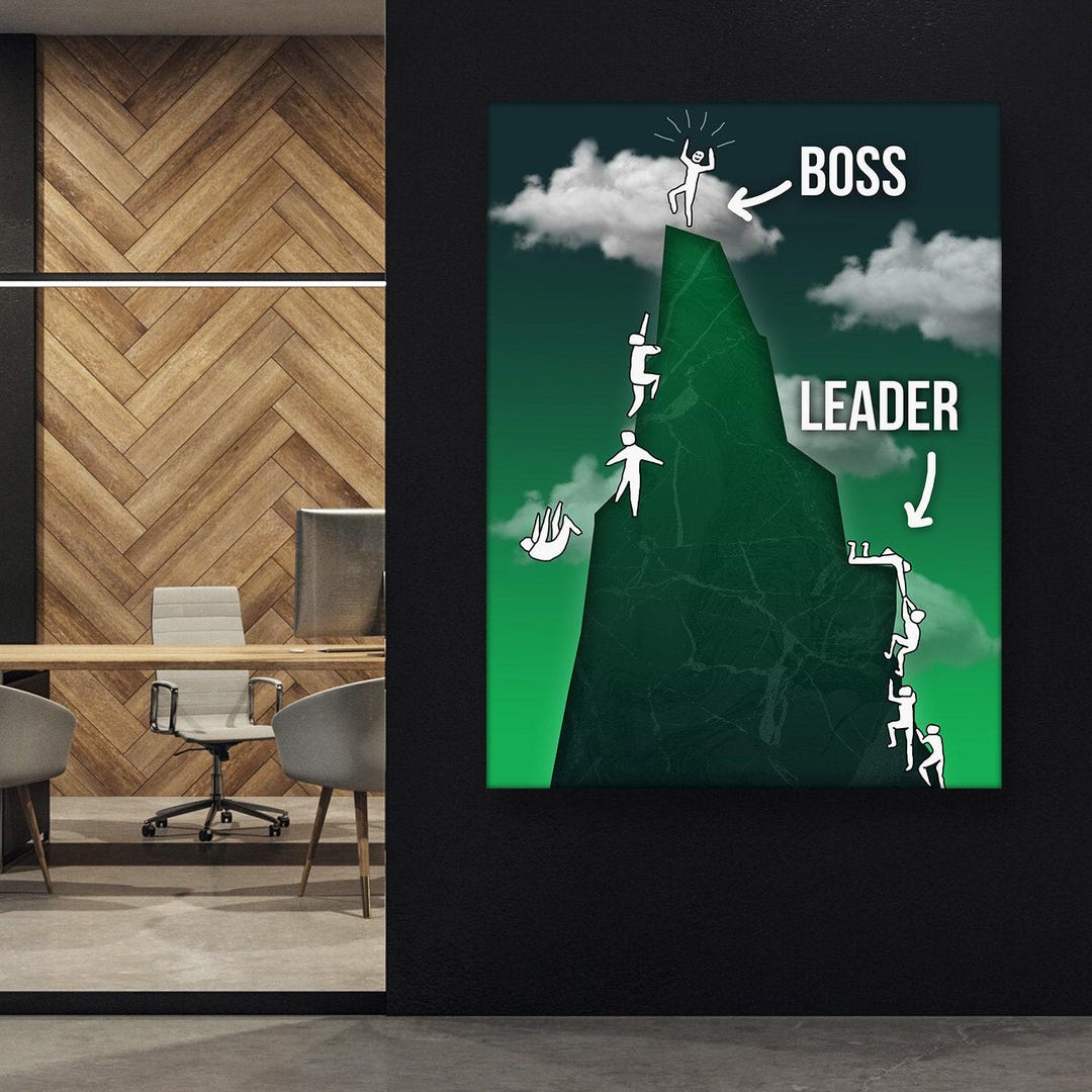 Boss Vs Leader Canvas Print Inspirational Office Decor Leadership Gift ...