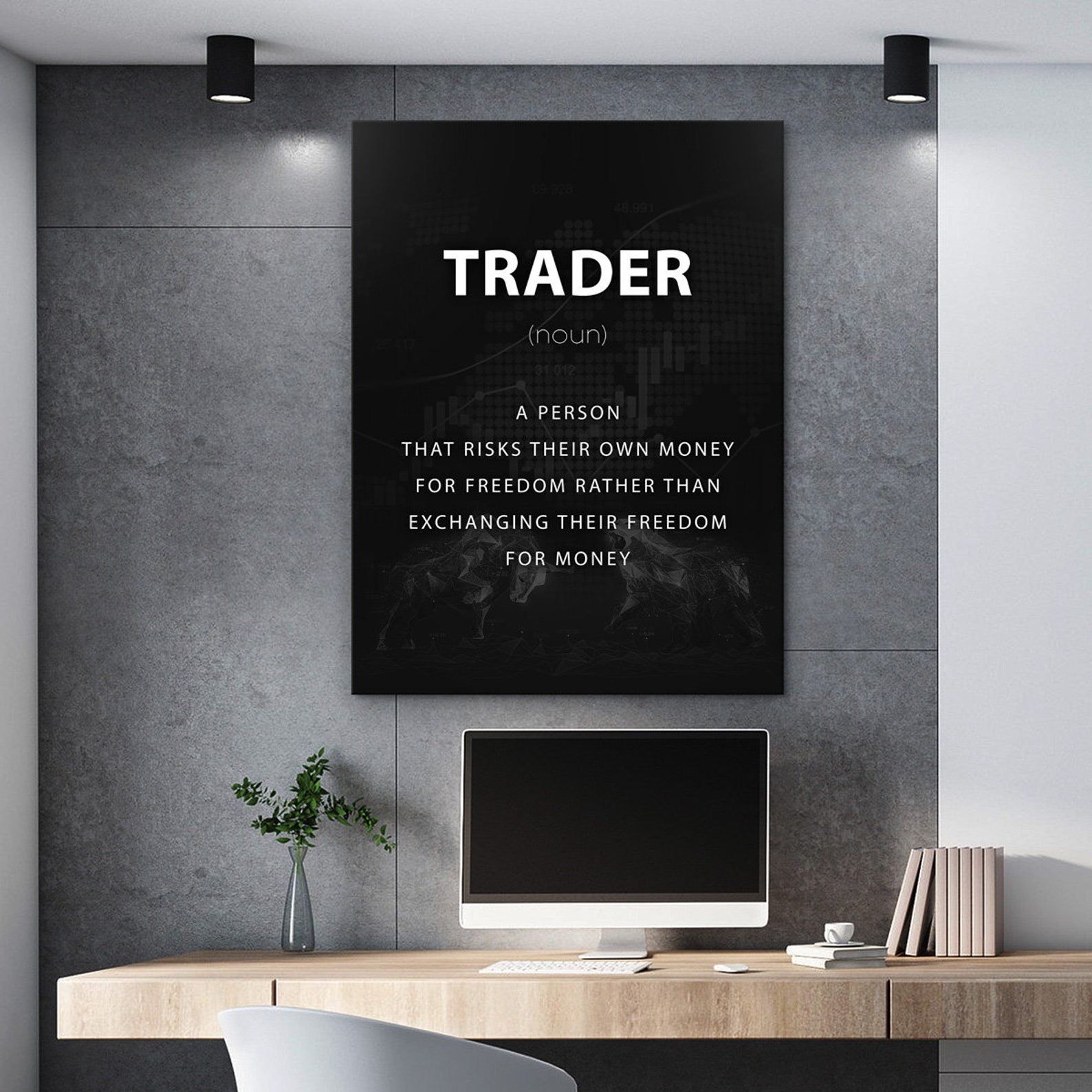 Framed Wall Art for Wall Decor - Trader Noun Definition Stock Market ...
