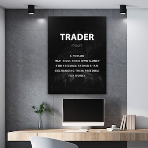 Trader Noun Definition Motivational Wall Art Trader Office Decor Canvas ...