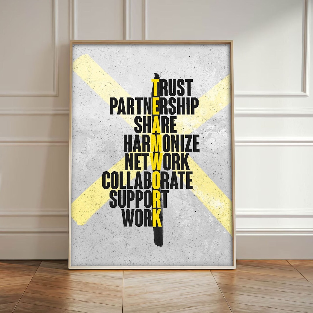 Teamwork Office Wall Art | Trust Collaboration Motivation Canvas Print ...