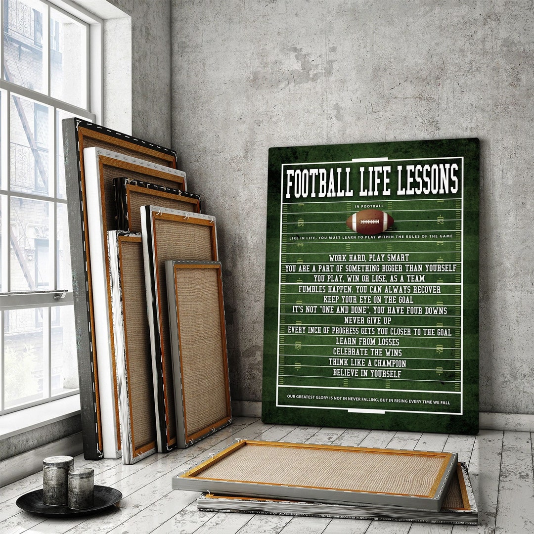 Football Life Lessons Sign Sports Quote Wall Art, Football Poster ...