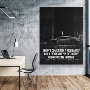 Rich Family Entrepreneur Mindset Wall Art, Manifest Quote Lamborghini ...
