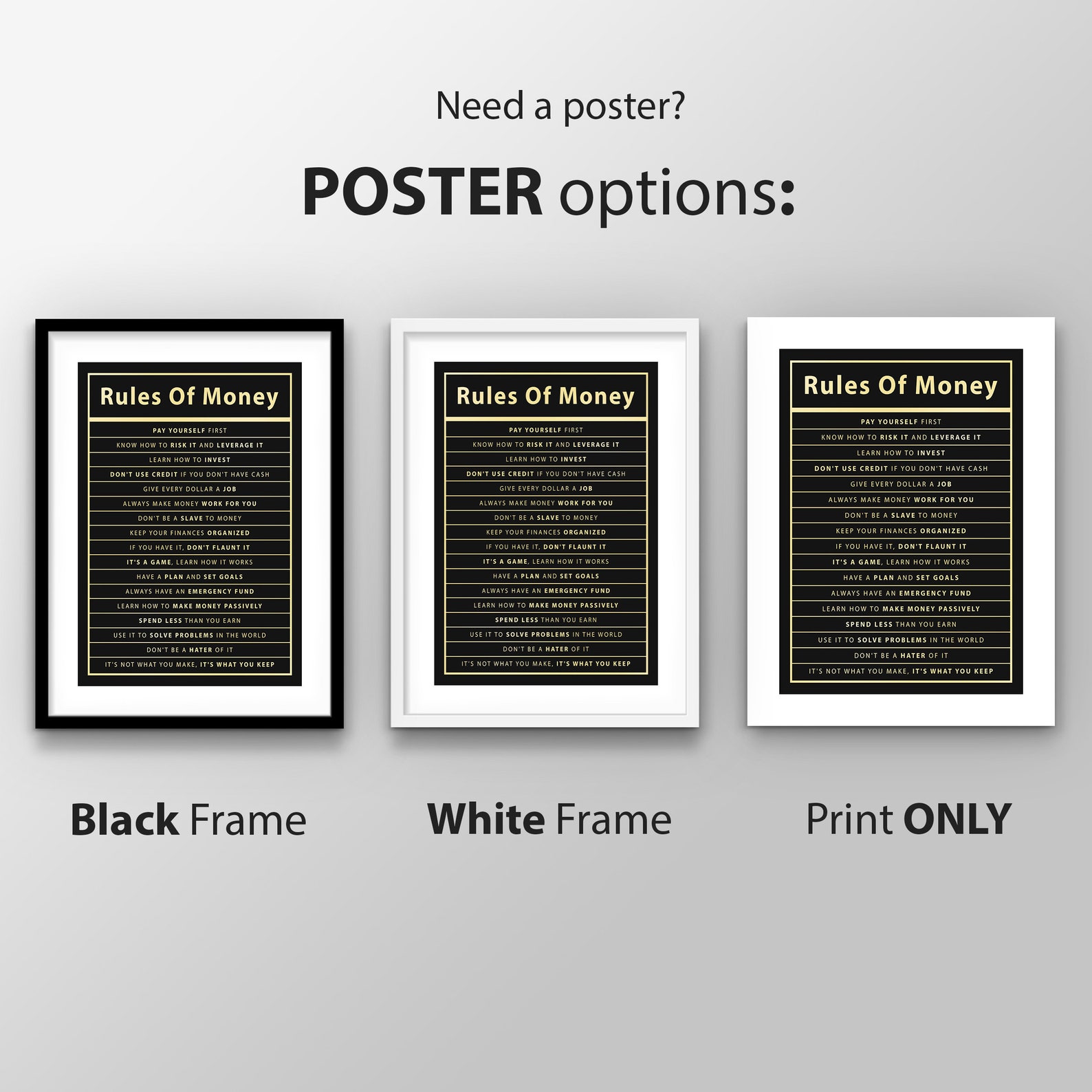 Rules of Money Motivational Wall Art Canvas Print Office Decor - Etsy