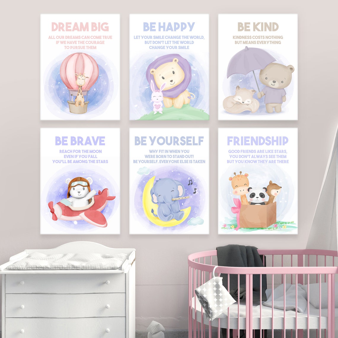 6 Pieces Kids Inspirational Wall Art Canvas Prints Child Room | Etsy