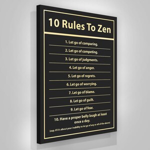 10 Zen Rules Meditation Wall Art Buddha Canvas Home Decor Mindfulness ...
