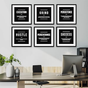 6x Framed Posters Motivational Wall Art Office Decor, Success Posters ...