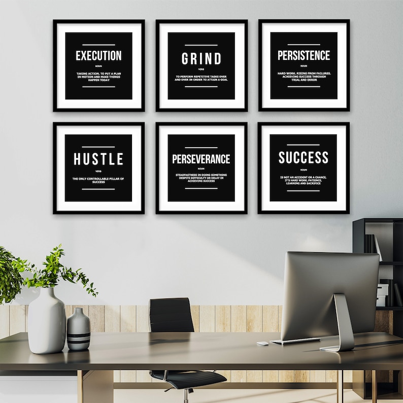 6x Framed Posters Motivational Wall Art Office Decor, Success Posters ...