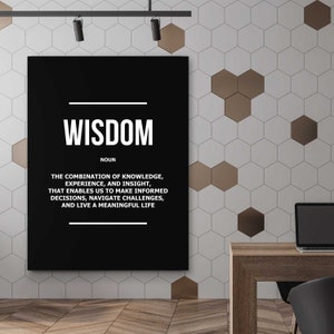 Wisdom Definition Canvas Print Inspirational Wall Art, Positive Vibes ...