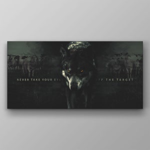 Wolf Hunting Motivational Wall Art, Wolve Quote Office Decor Canvas ...