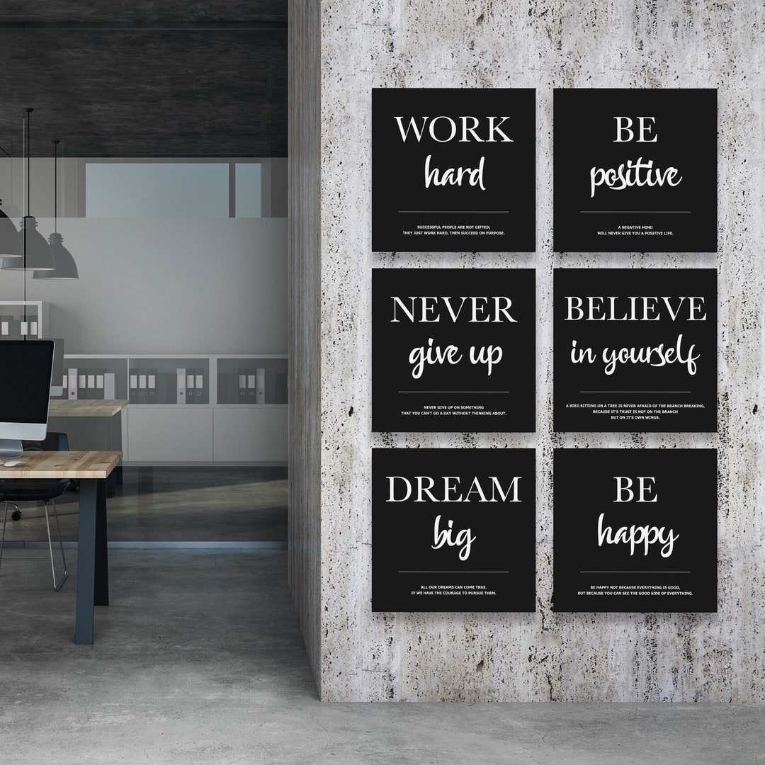 Set of 6 Inspirational Office Wall Art Canvas Prints Motivational ...