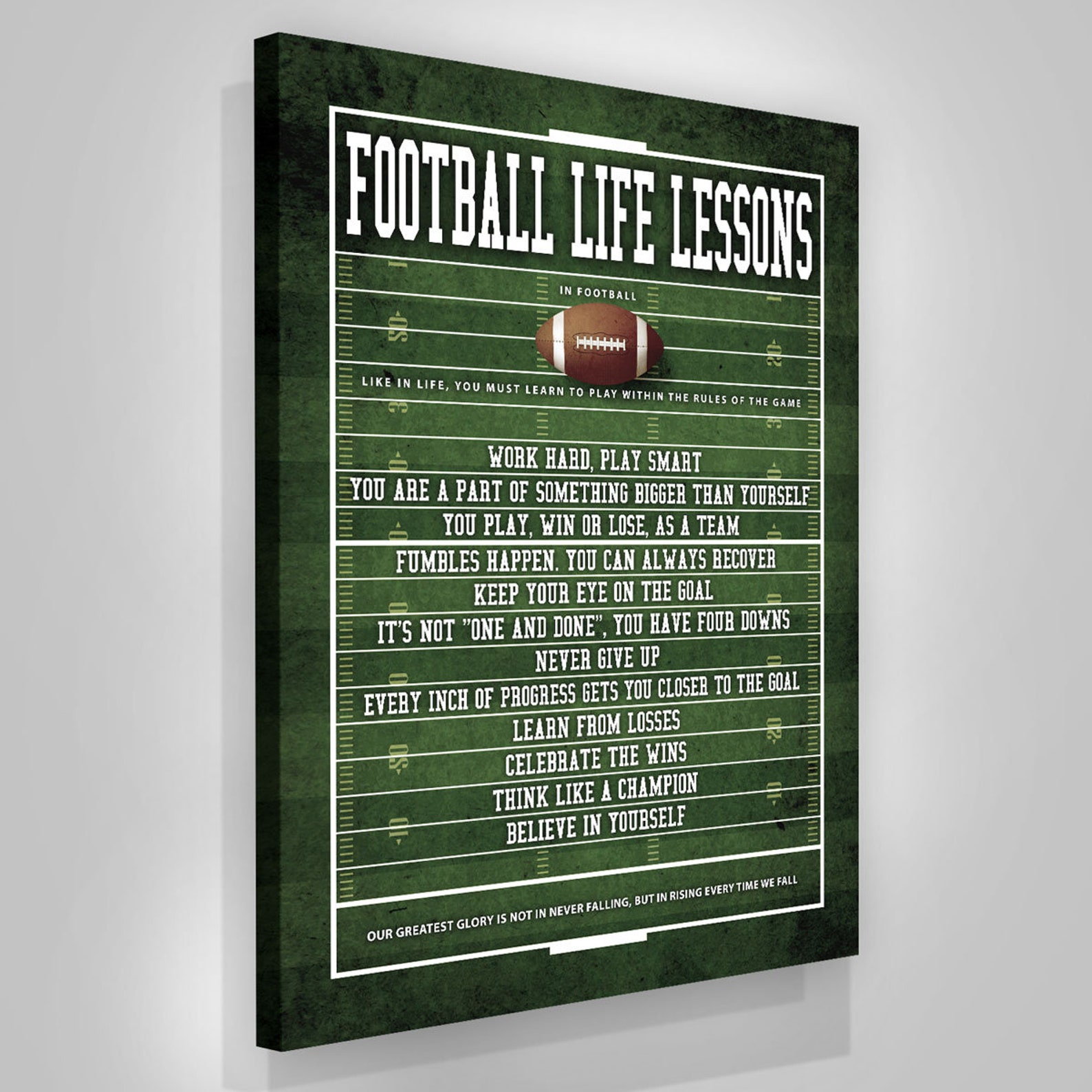 Football Life Lessons Sign Sports Quote Wall Art NFL Football - Etsy