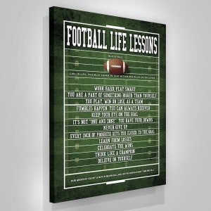 Football Life Lessons Sign Sports Quote Wall Art Poster, American ...