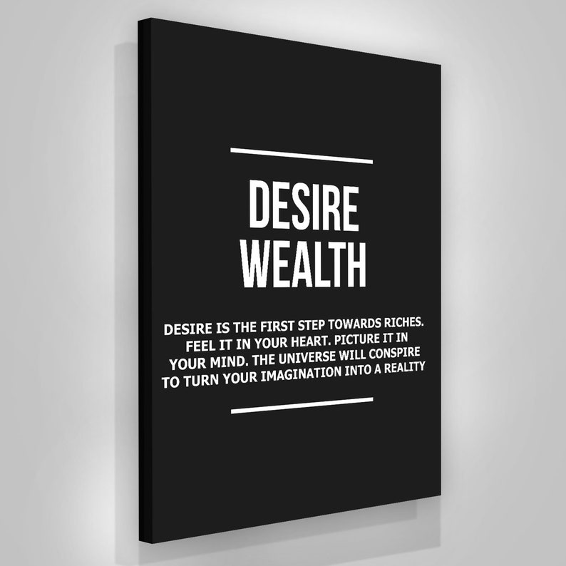 Desire Wealth Money Vision Motivational Canvas Print Rich Entrepreneur ...