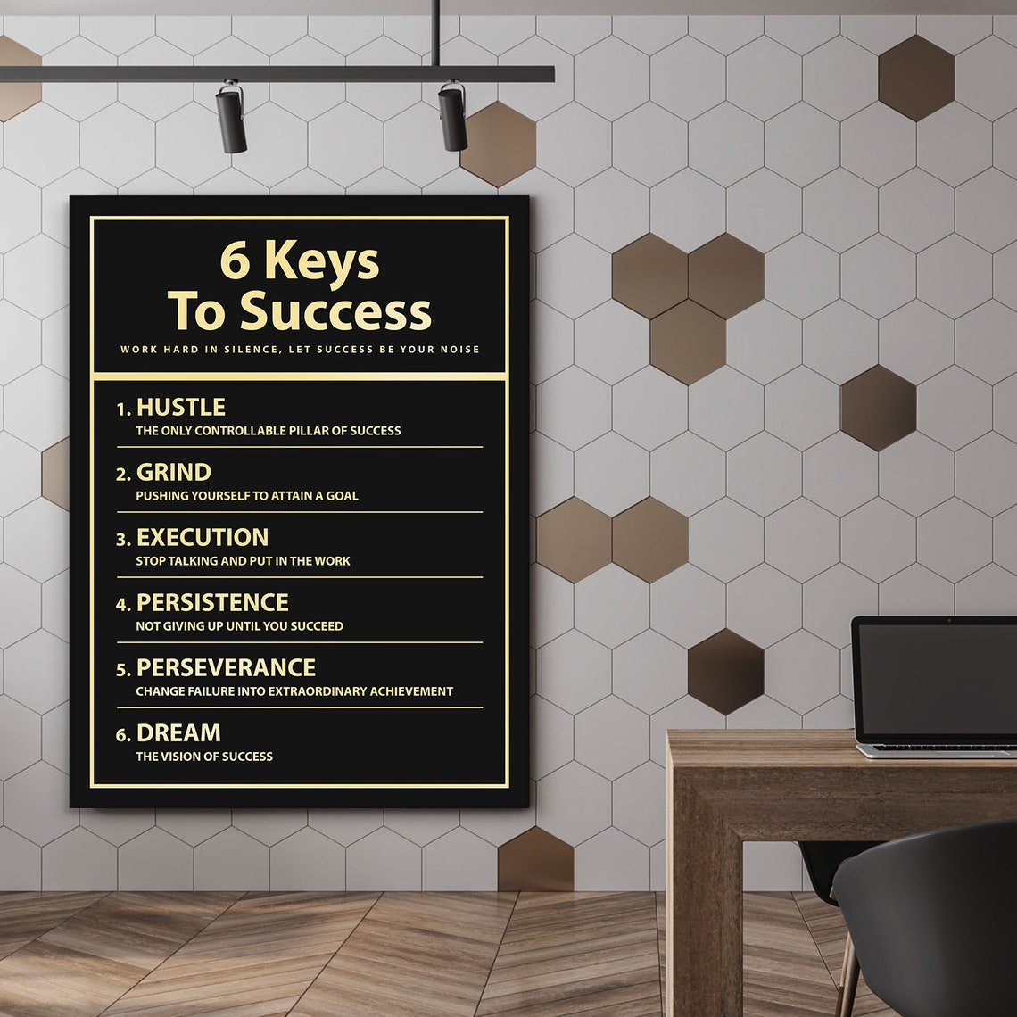 6 Keys to Success Wall Art Motivational Modern Art Canvas | Etsy