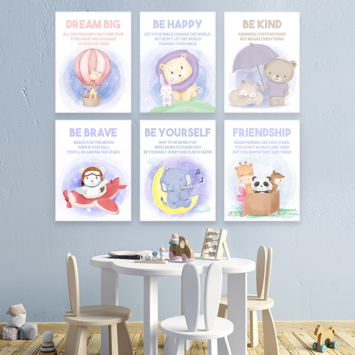 6 Pieces Kids Inspirational Wall Art Canvas Prints Child Room | Etsy