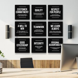 9x Company Core Values Canvas Prints, Inspirational Office Wall Art ...