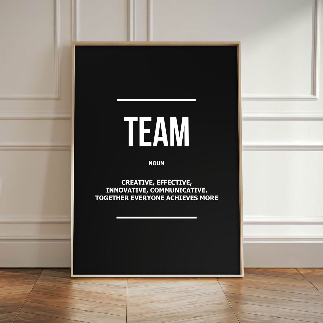 Team Noun Definition Wall Art Office Decor Canvas Print Business Gift ...
