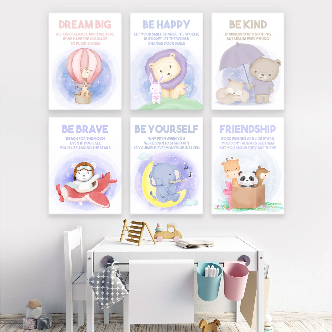 6 Pieces Kids Inspirational Wall Art Canvas Prints Child Room | Etsy