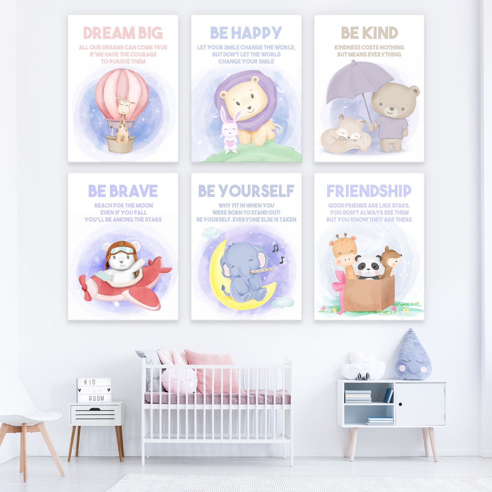 6 Pieces Kids Inspirational Wall Art Canvas Prints Child Room | Etsy