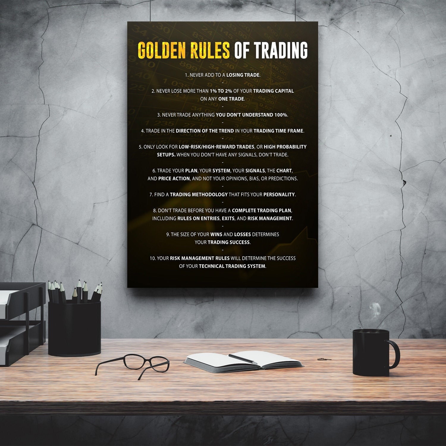 Golden Rules of Trading Wall Art • Trader Office Decor • Stock Market ...