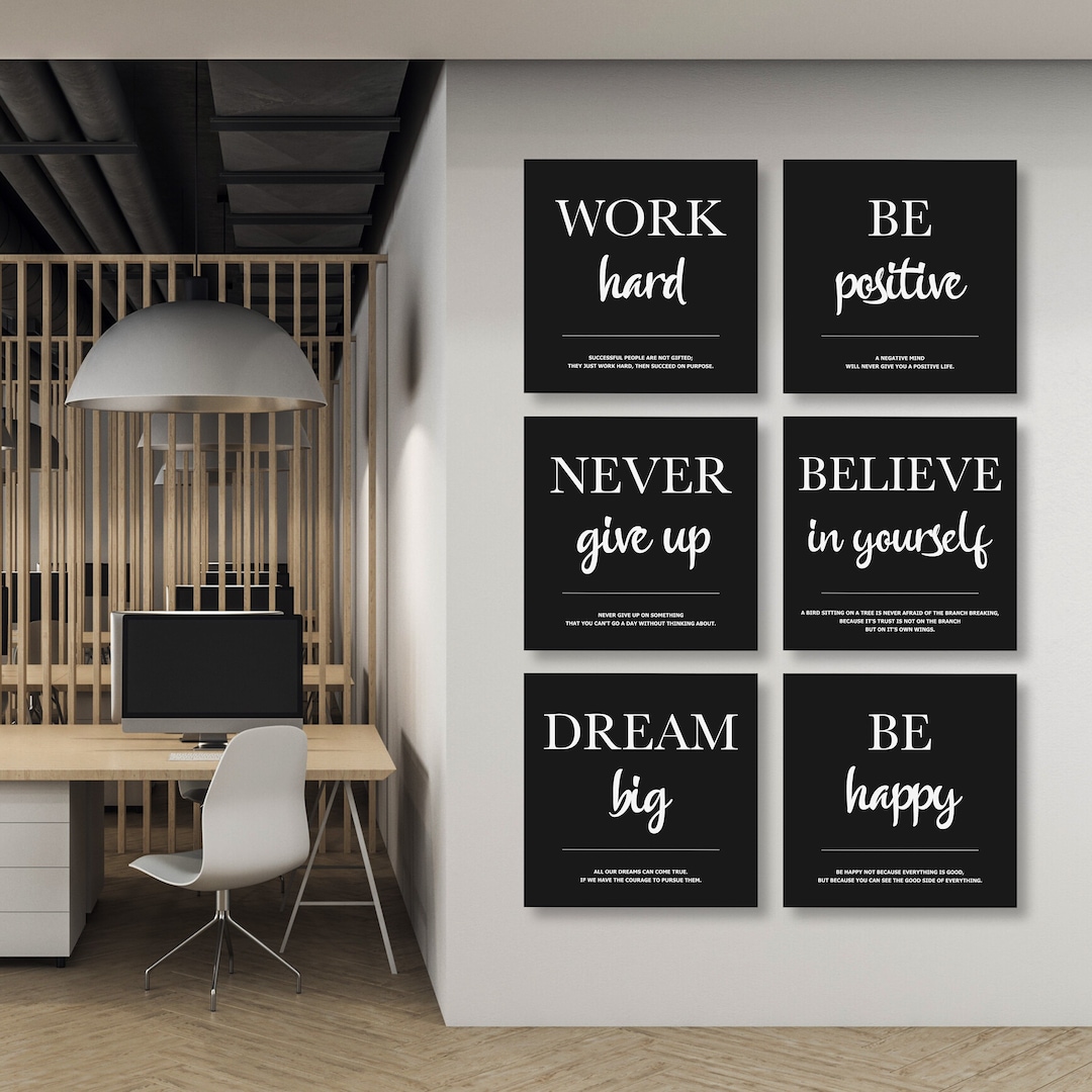 6x Inspirational Office Wall Art Canvas Prints Motivational Bundle ...