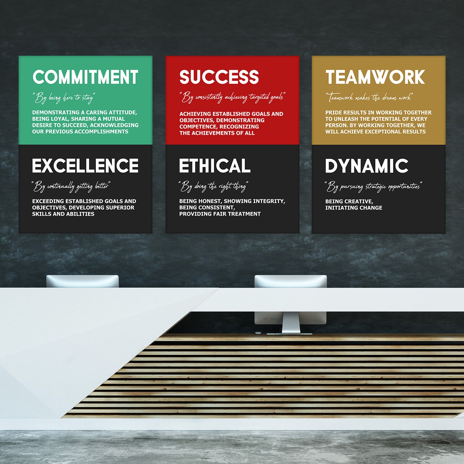 Company Values Canvas Prints Bundle Inspirational Wall Office Decor ...