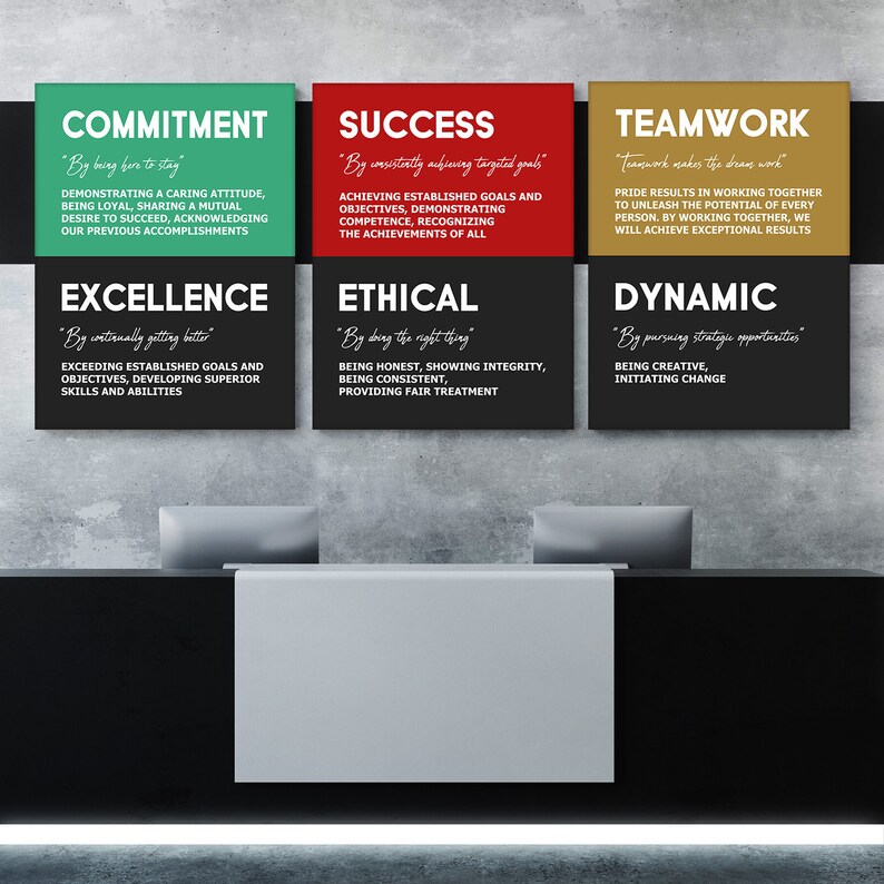 Company Values Canvas Prints Bundle Inspirational Wall Office Decor ...