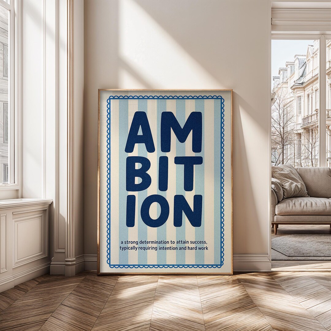 Ambition Motivational Wall Art Canvas Print, Success Quote Poster ...
