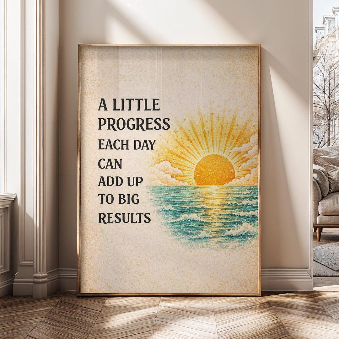 A Little Progress Each Day Wall Art Print, Motivational Quote Poster ...