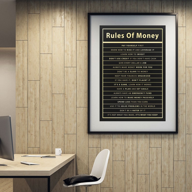 Rules of Money Motivational Wall Art Canvas Print Office Decor - Etsy