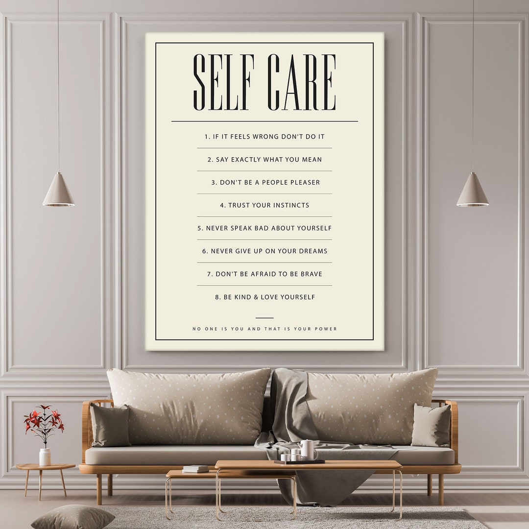 Self Care Wall Art Canvas Print, Minimalist Self Care Rules Poster ...