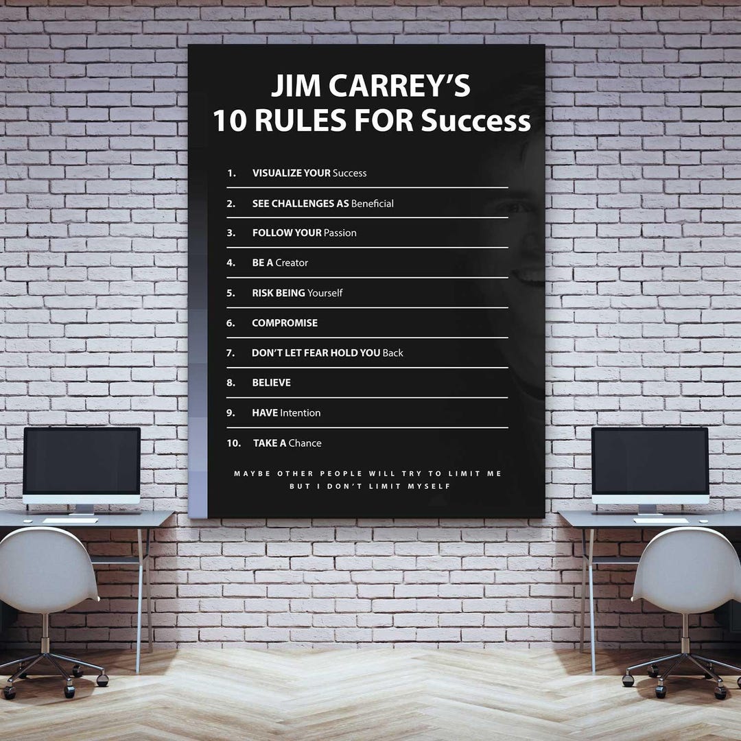 Jim Carrey 10 Rules for Success Wall Art Comedic Genius Canvas Print ...