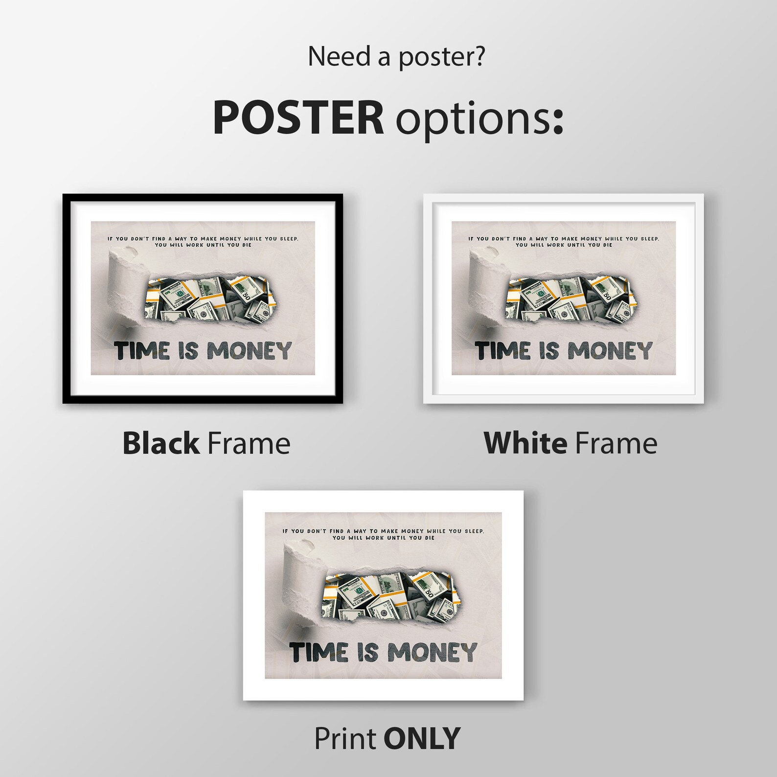 Time is Money Quote Motivational Wall Art Investor Office - Etsy