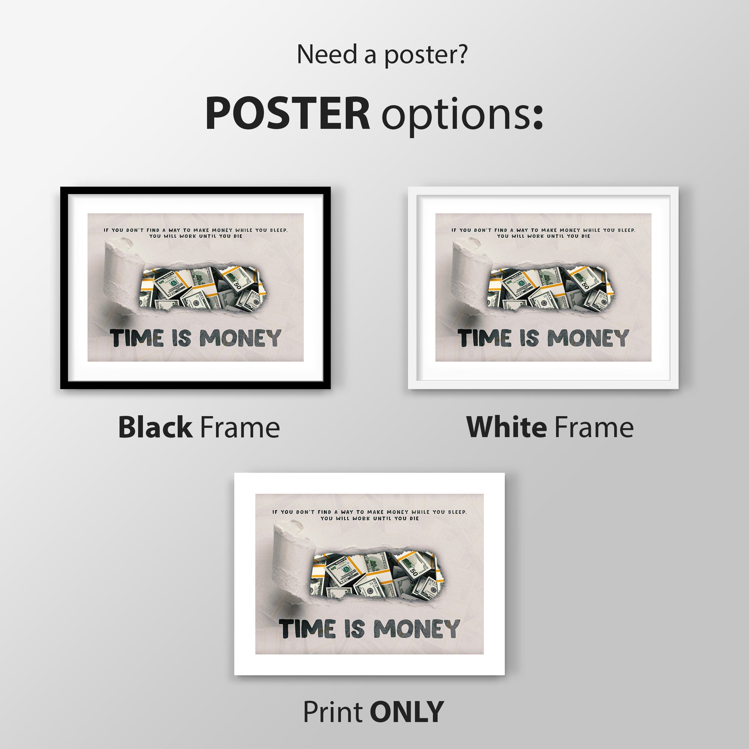 Time is Money Quote Motivational Wall Art Investor Office - Etsy