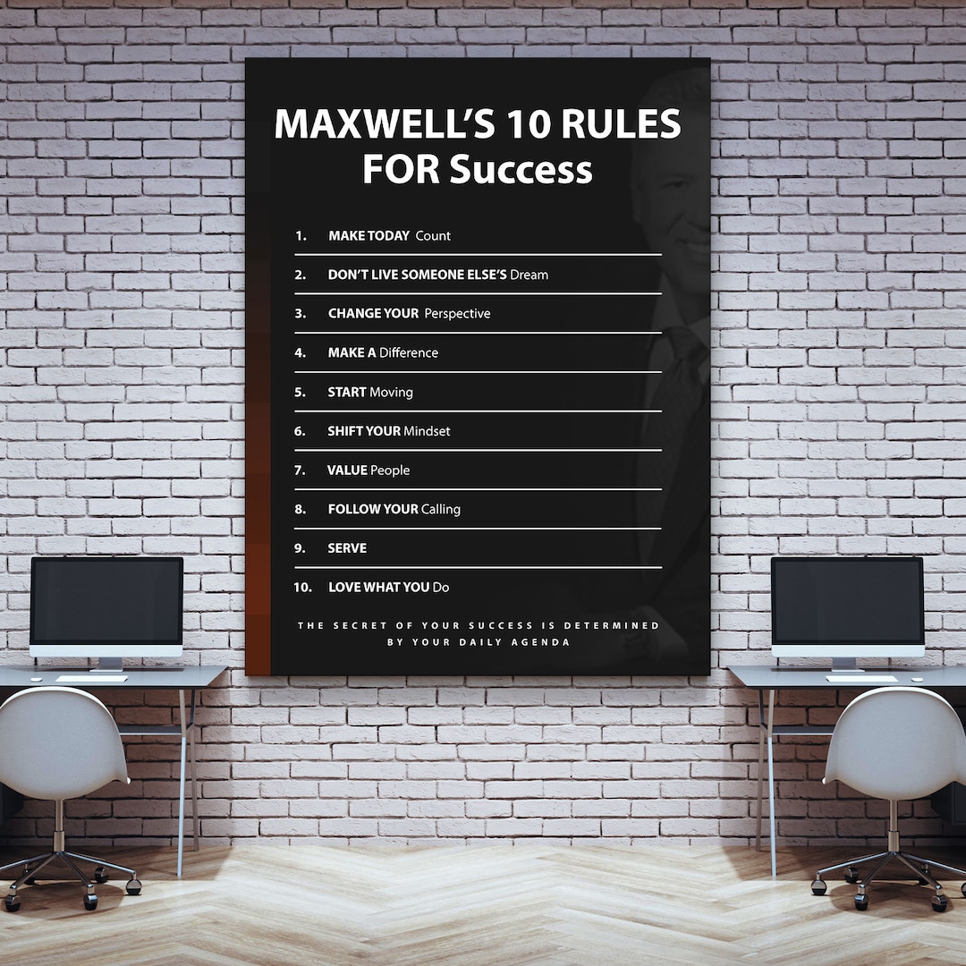 Maxwell Rules Wall Art | 10 Rules for Success Print | Motivational ...