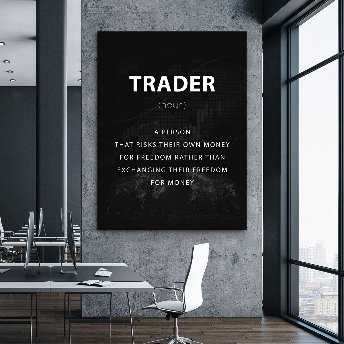 Trader Noun Definition Motivational Wall Art Trader Office | Etsy