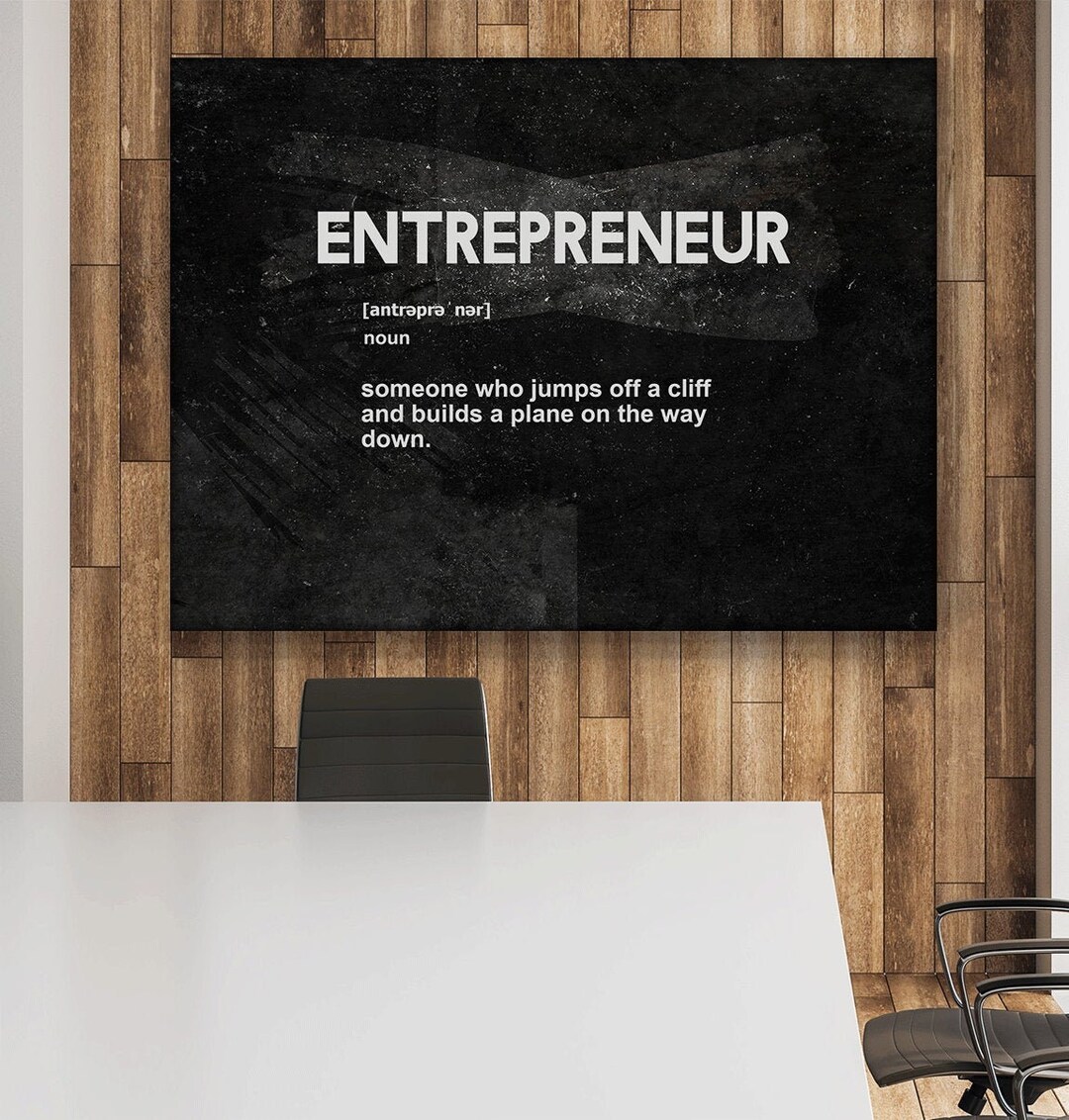 Entrepreneur Noun Wall Canvas Print Office Decor Hustle Digital Art ...